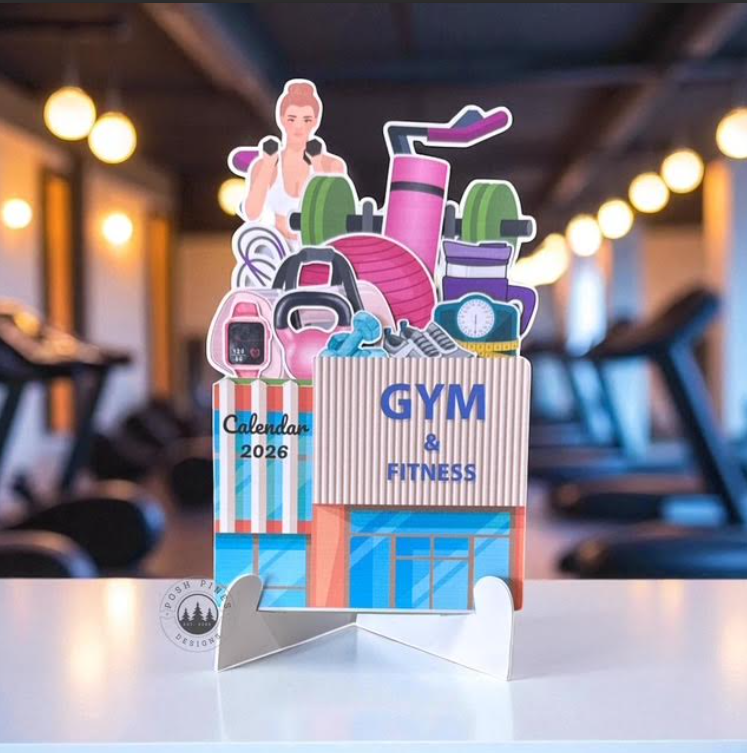 Gym & Fitness Desk Calendar (2 hair color options) – Posh Pines Designs